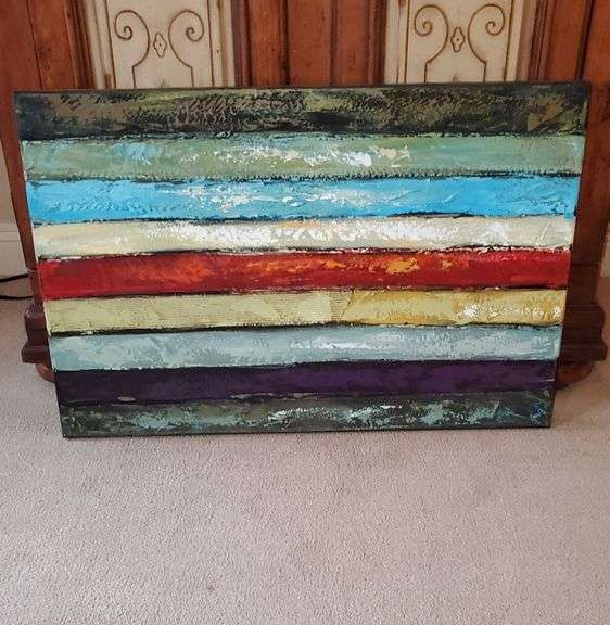 24x36 abstract striped art... Upstairs - Bid-Assets Online Auctions