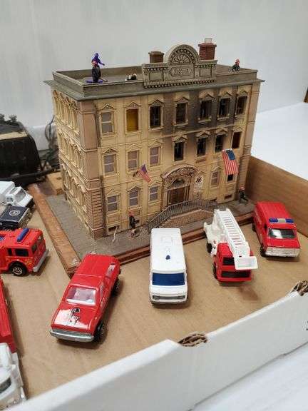 Model Power "IRS on Fire" model train building w/ assorted Matchbox ...