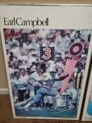 Framed sports posters 36x24. Including Earl Campbell, Walter Payton ...