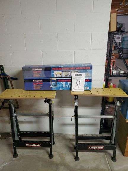 Pair Kingcraft foldable/adjustable work bench. - Bid-Assets Online Auctions