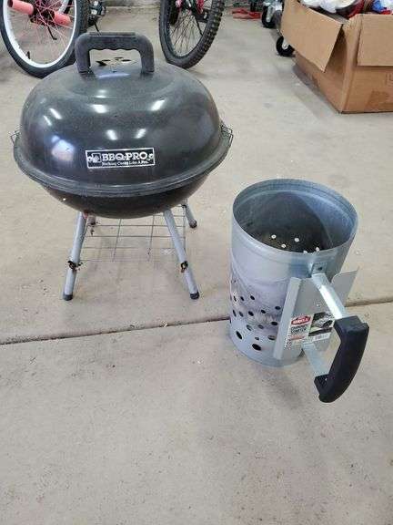 BBQ Pro portable charcoal grill with chimney starter - Bid-Assets ...