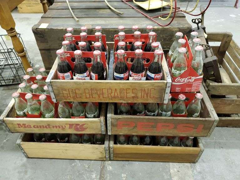 Five Pepsi, RC, GCC Beverage wooden soda crates & assorted Coca Cola ...