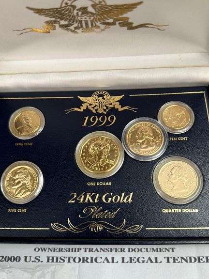 24 kt gold plated 1999 coin set - Bid-Assets Online Auctions