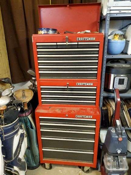Craftsman triple stacking tool chest on casters. Includes 2 sets of ...