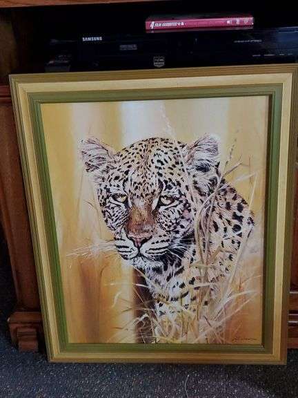 Framed Phil Prentice 24 in. X 20 in. leopard artwork. - Bid-Assets ...