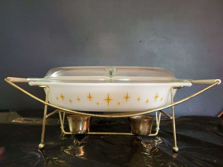 Pyrex atomic starburst constellation 1 1/2 quart divided dish with ...