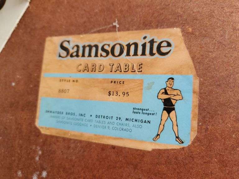 Vintage Samsonite card table with four matching chairs. - Bid-Assets ...