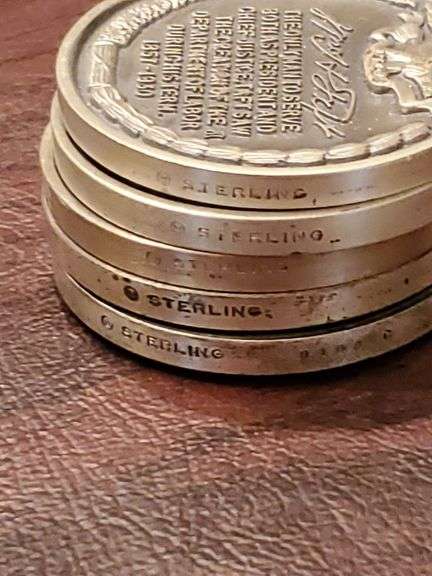 (5) Hi-Relief sterling silver presidential coins ... Grover Cleveland ...