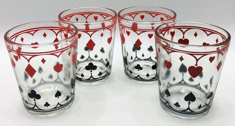 Four (4) 1960s Schwartz Mustard Glasses Lowball Dominion Glass Made in ...