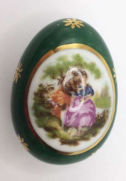 1980s Vintage Limoges Porcelain Oval Egg Shaped Trinket Box - Bartlett ...