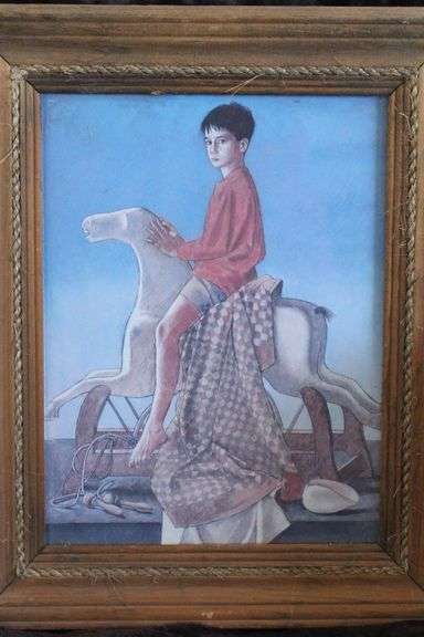 Fred Ross, 8.5x11", Boy on Rocking Horse - Bartlett Auctions Inc.