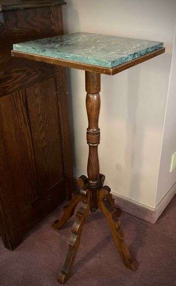 Wooden pedestal side table - Bartlett Auctions Inc.