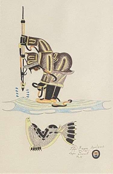 Untitled Cape Dorset original (Hunter #2) by Peter Ragee - Bartlett ...