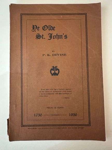 Ye Old St. John's / Devine - Bartlett Auctions Inc.