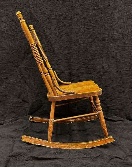 Antique Spindle Back Rocking Chair - Bartlett Auctions Inc.