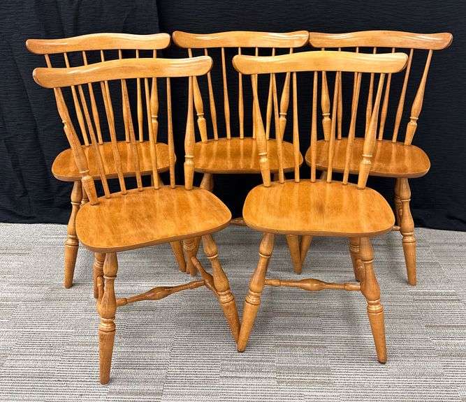 Set of Five (5) Vilas Solid Maple Dining Chairs - Bartlett Auctions Inc.