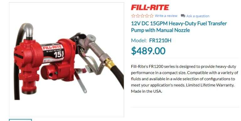 Fill-Rite Gas pump 12V DC 15 GPM Heavy-Duty Fuel Tranfer pump with ...