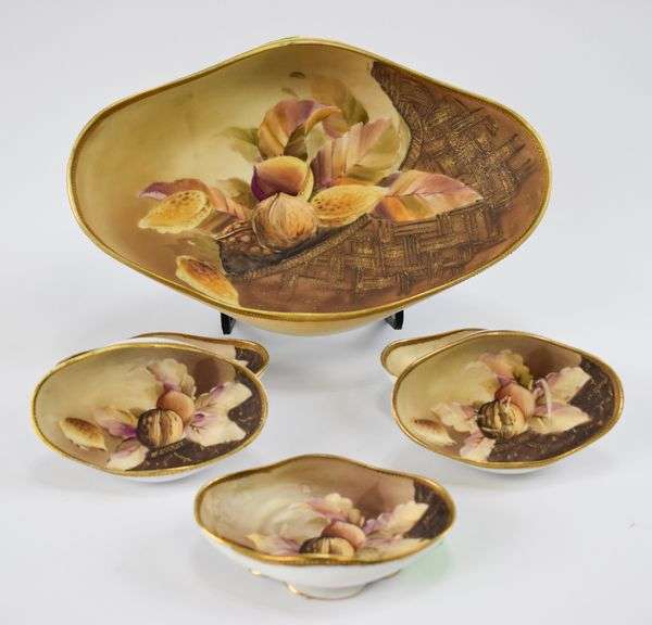Vintage 6 Piece Hand Painted Nippon Nut Bowl Set - Bartkus Auctioneers