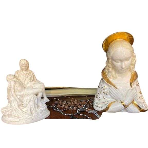 Italy The Pieta Marble by Santini Figure Sculpture & Midcentury Ceramic ...