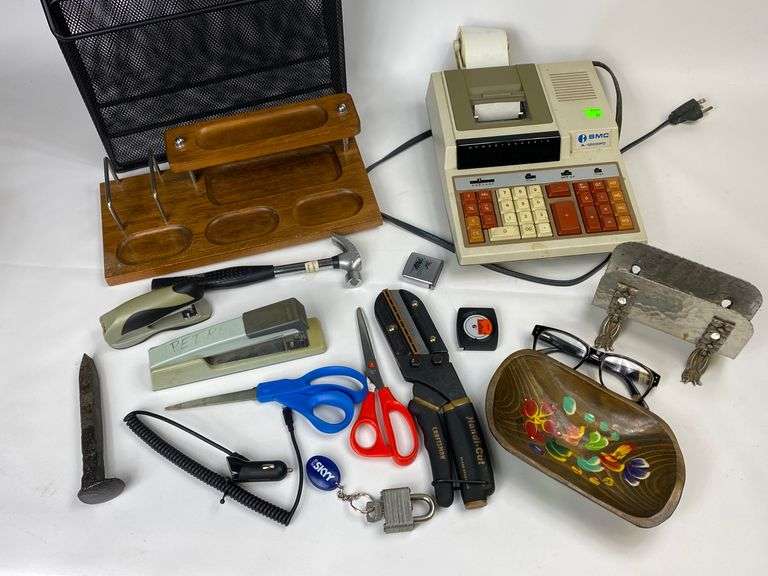 Lot Vintage Office Desk Accessories Stapler Dresser Caddy Adding ...