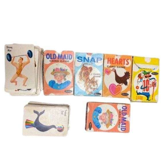 Full SIze Whitman Playing Cards Decks 2 Old maids Snap Hearts Crazy ...