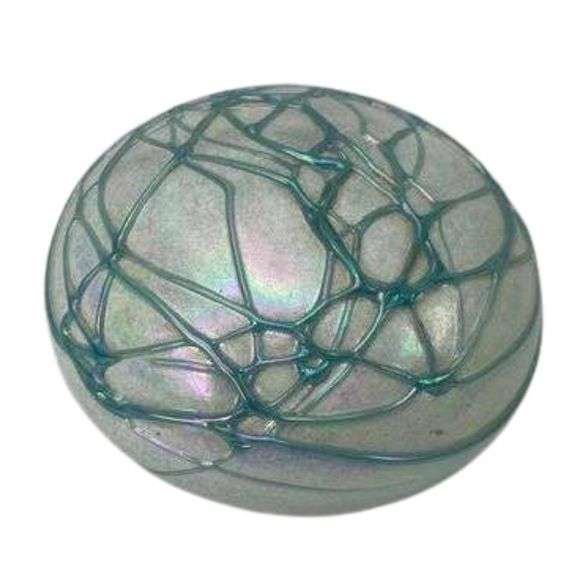 Paperweight Vintage Intaglio Levay Art Blown Glass Threaded Iridescent Bartkus Auctioneers