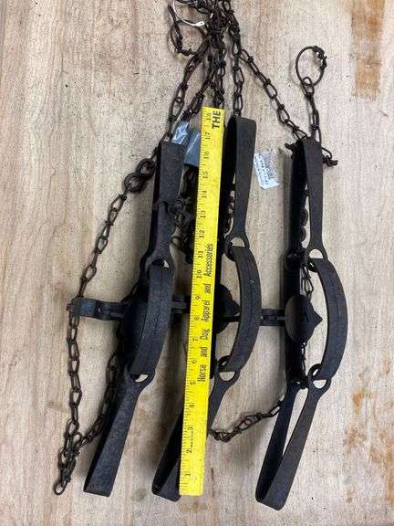 Lot of 3 - Victor #4 Double Long Spring Traps Animal Foot - Bartkus ...