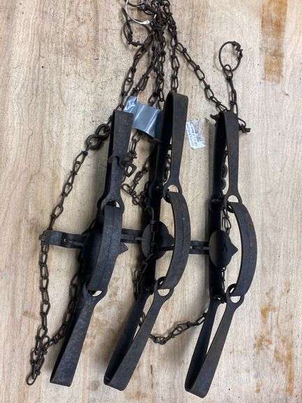 Lot of 3 - Victor #4 Double Long Spring Traps Animal Foot - Bartkus ...