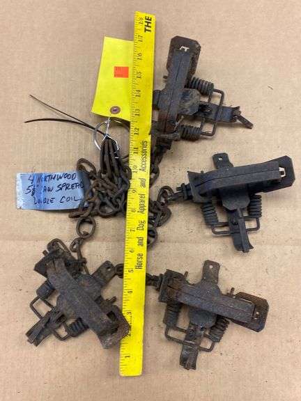 Lot of 4 - Northwood 5 1/8" Jaw Spread Double Coil Spring Traps Animal ...