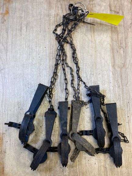 Lot of 6 - #0 Single Long Spring Traps Animal Foot - Bartkus Auctioneers