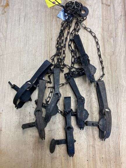 Lot of 7 - #1 Single Long Spring Traps Animal Foot - Bartkus Auctioneers