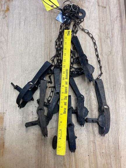Lot of 7 - #1 Single Long Spring Traps Animal Foot - Bartkus Auctioneers