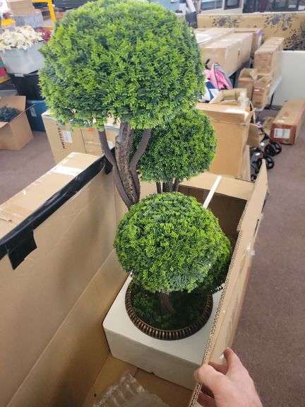 3 ft. Decorative Artificial Cedar Topiary Tree with Rattan Trunk - Web ...