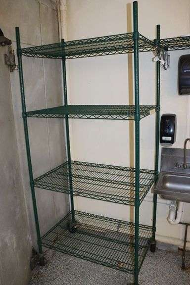 Times 2 - 18" x 36" & 24" x 60" portable green coated wire racks ...