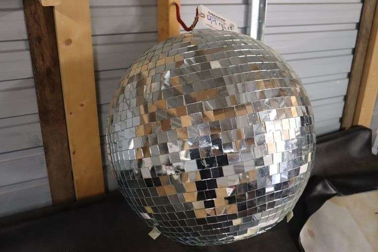 24" Round disco mirror ball - AS IS - missing some mirror squares ...