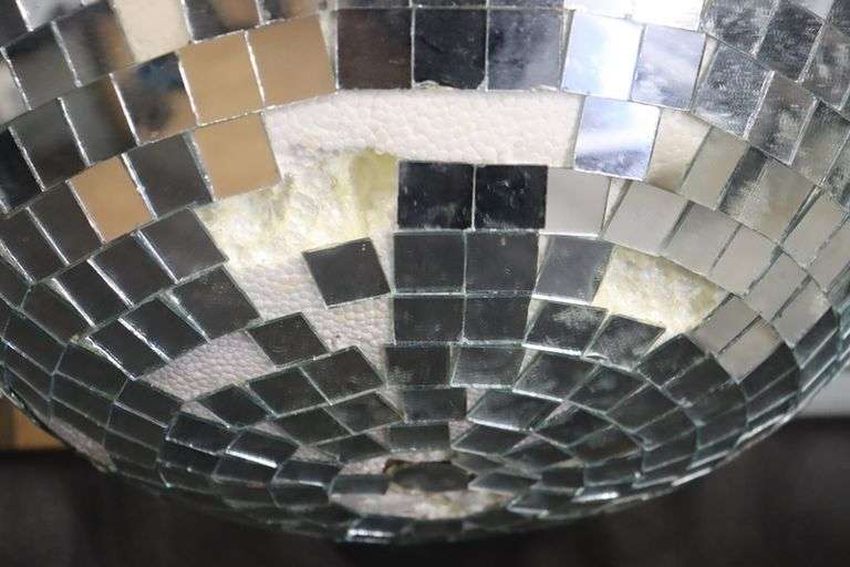 24" Round disco mirror ball - AS IS - missing some mirror squares ...