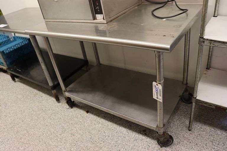 30" x 48" stainless portable table with stainless under shelf - Backes ...