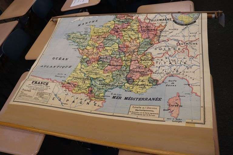 Michard 50" wide France map - Backes Commercial Auctioneers