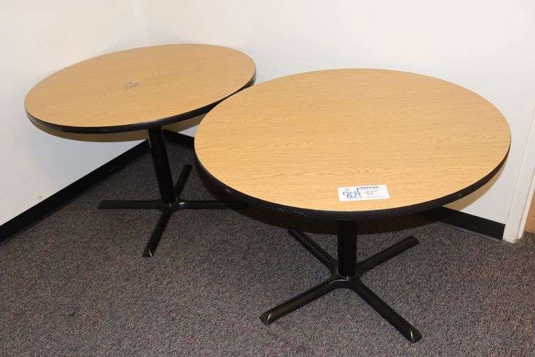 Times 2 - 42" round wood laminate tables with dura edge - Backes ...