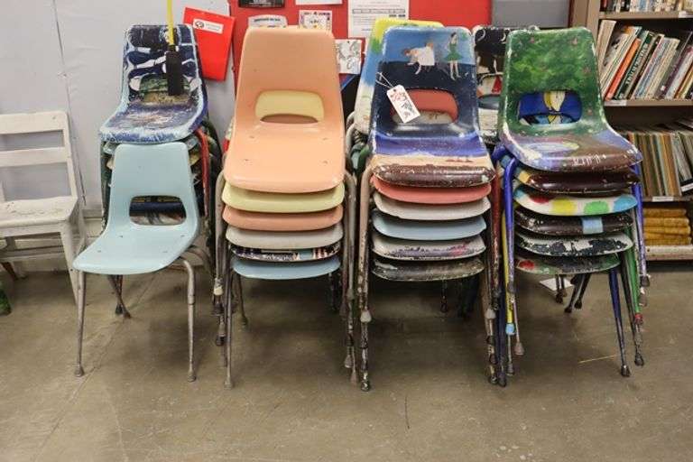 All to go - (43) Stack chairs - most are custom painted - Backes ...