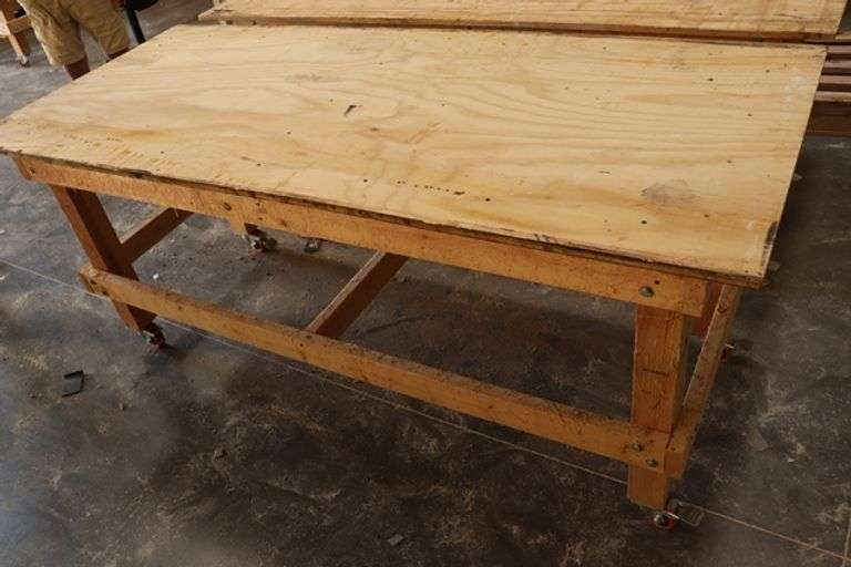 36" x 84" x 35" tall portable wood framed wood top shop table - Backes ...