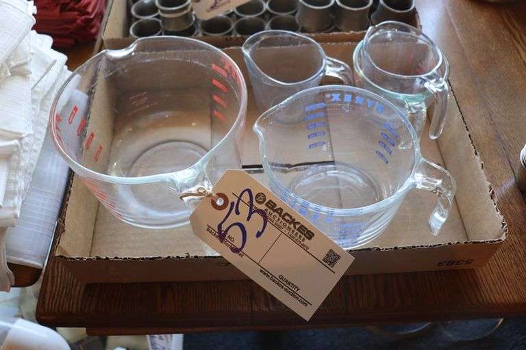 All to go - (5) glass mixing/measuring cups - (4) are Pyrex - Backes ...