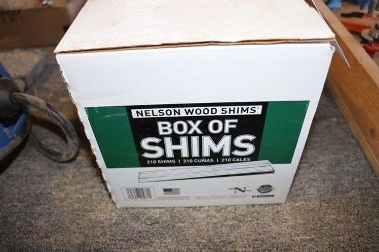 Box of Nelson Wood shims - Backes Commercial Auctioneers