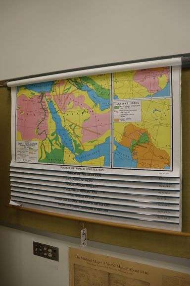 Nystrom wall map - #'s 1,2,8,11,14,19,24,27 - ripped back panel ...