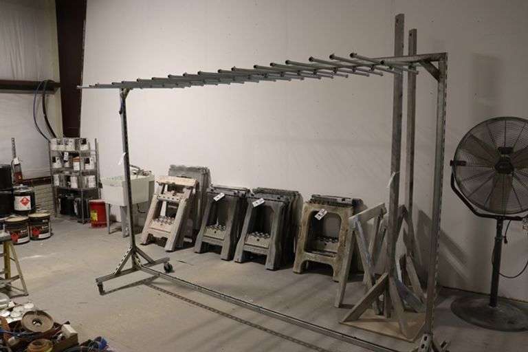 10' custom portable aluminum strut drying rack - Backes Commercial ...