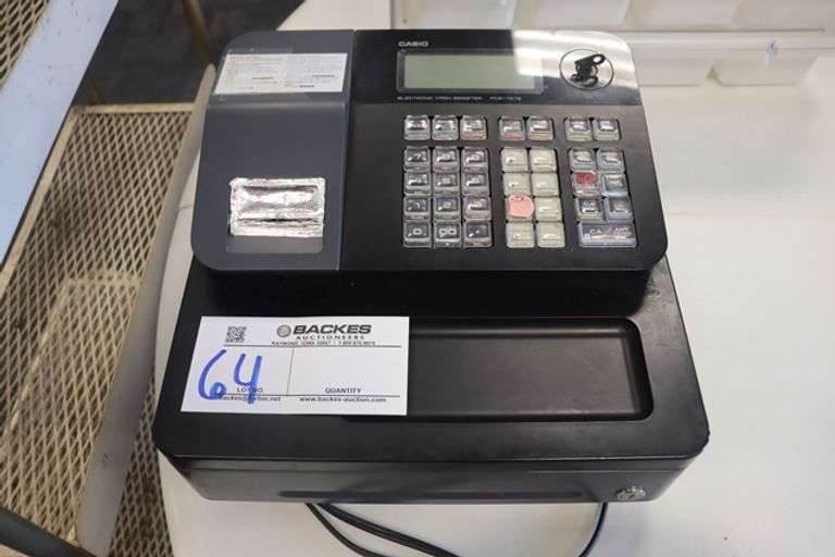 Casio PCR-T273 cash register with key - Backes Commercial Auctioneers