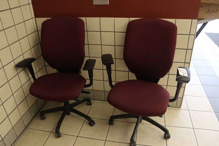 Times 2 - Purple/Maroon tweed armed office chairs - Backes Commercial ...