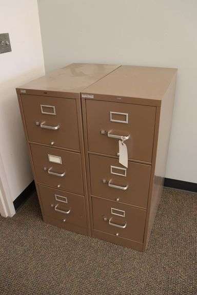 Times 2 - Hon 3 drawer metal file cabinets - no keys - Backes ...