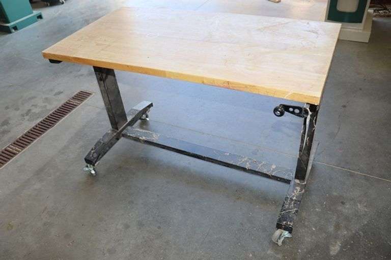 24" x 46" portable maple top work table - Backes Commercial Auctioneers