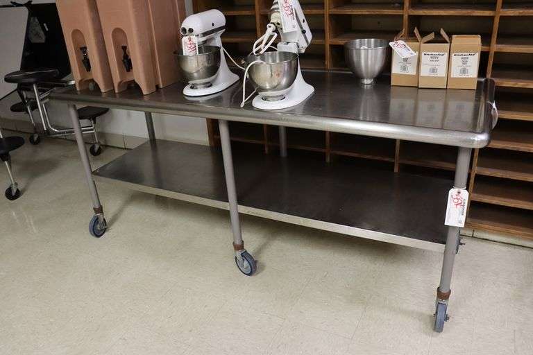 30" x 84" stainless portable heavy duty table with stainless under ...